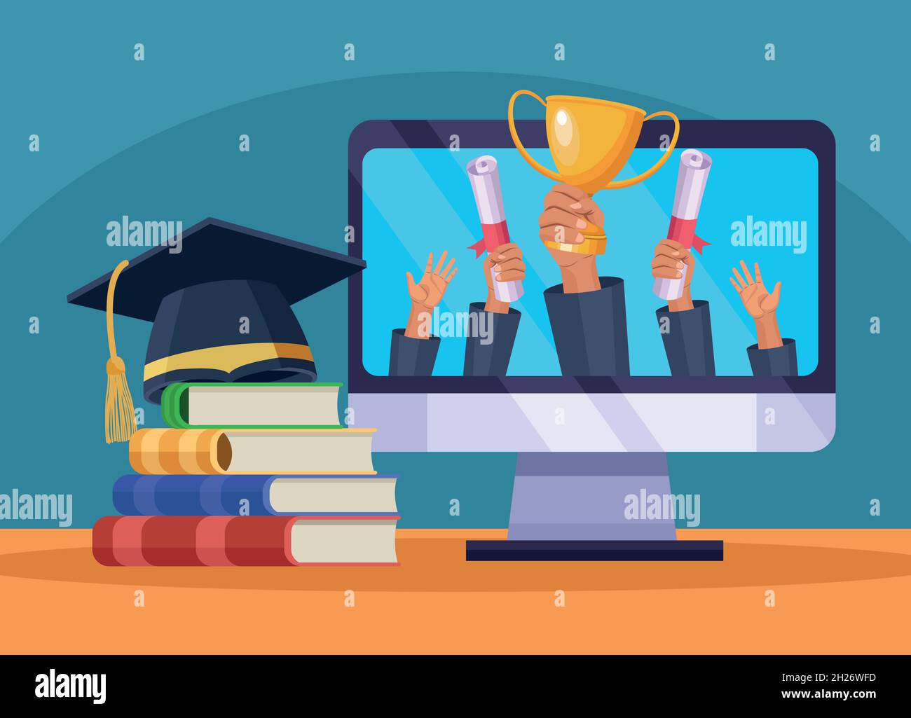 virtual graduation in computer Stock Vector Image & Art - Alamy