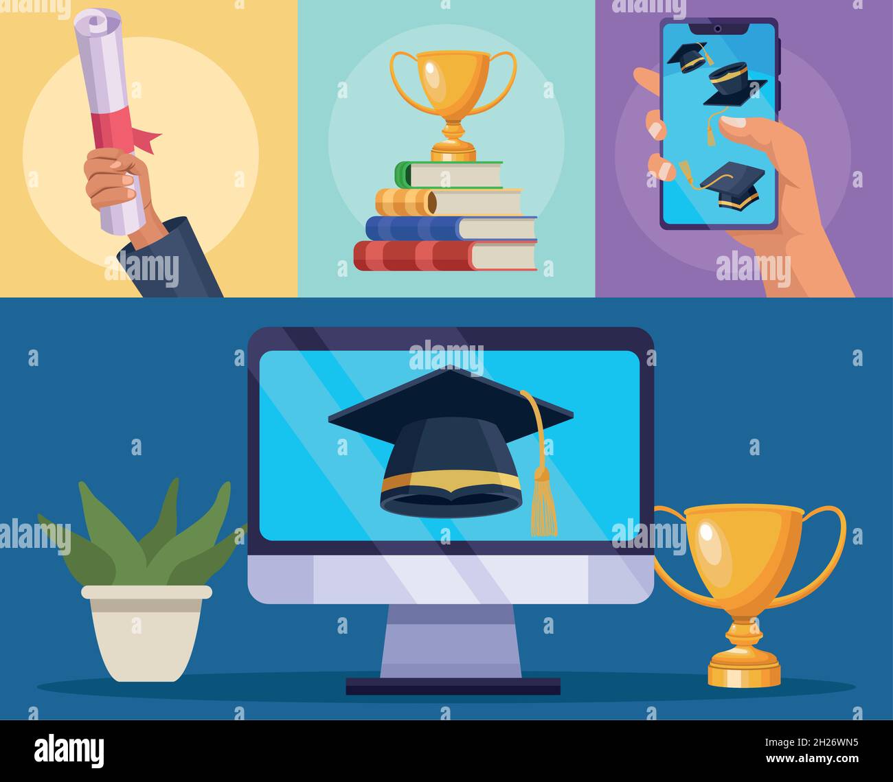 Virtual graduation ceremony Stock Vector Images - Alamy