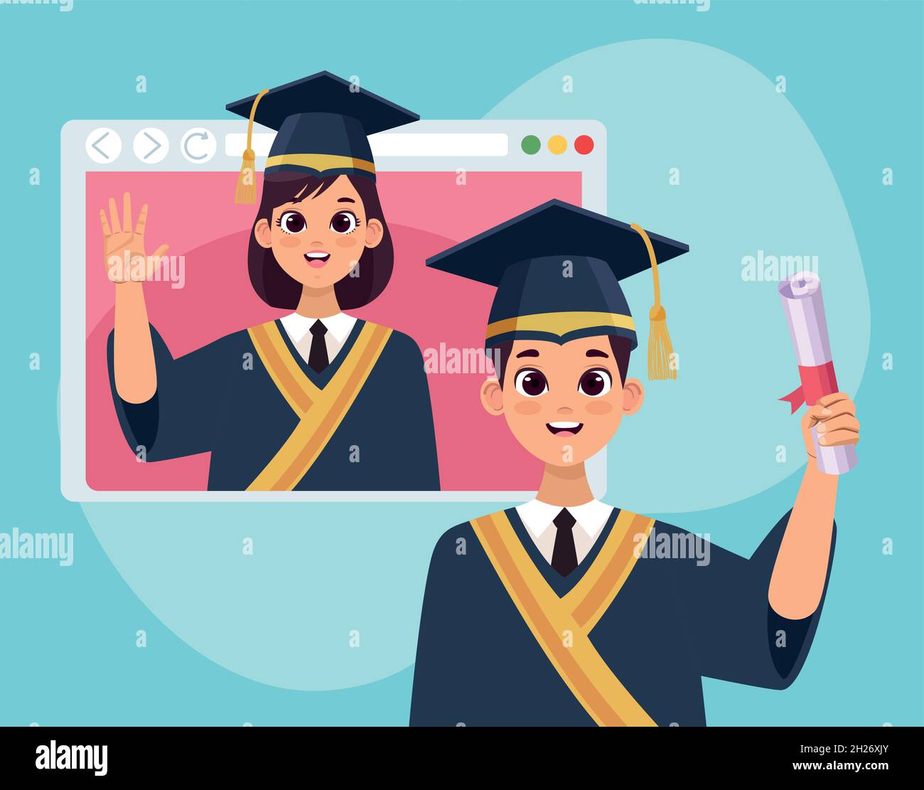 graduates couple in webpage Stock Vector Image & Art - Alamy