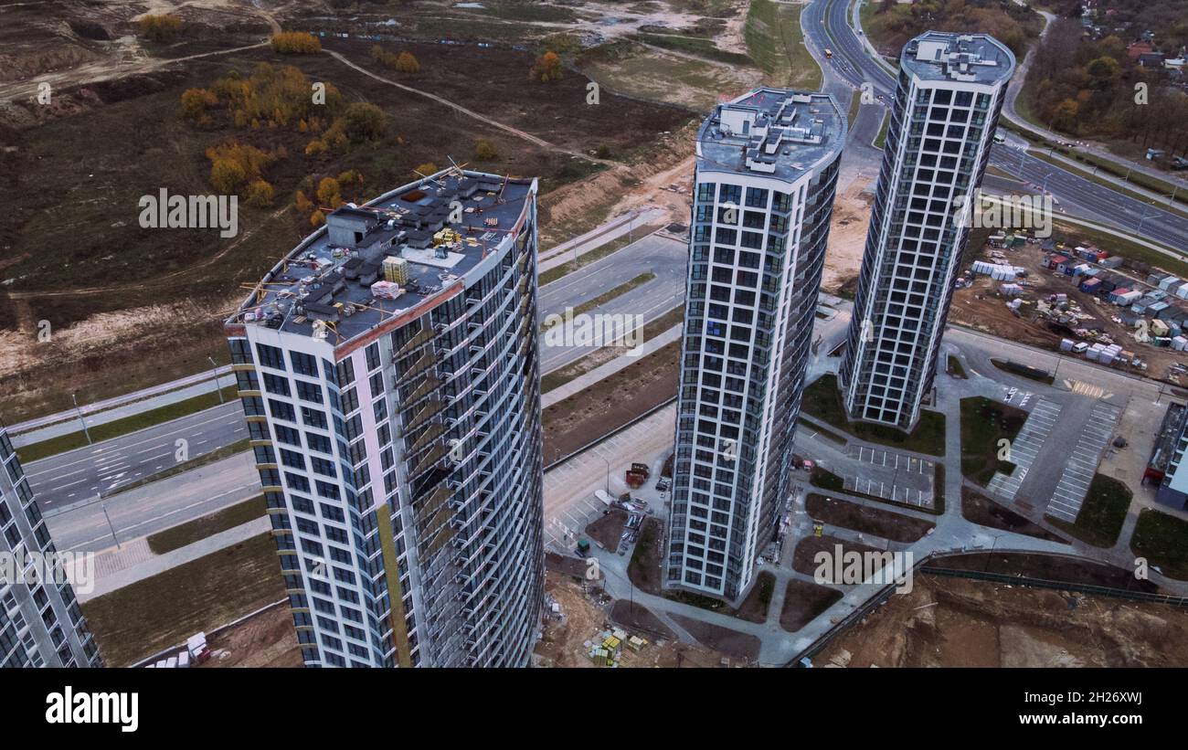 Construction of modern multi-storey buildings. Construction of a new ...