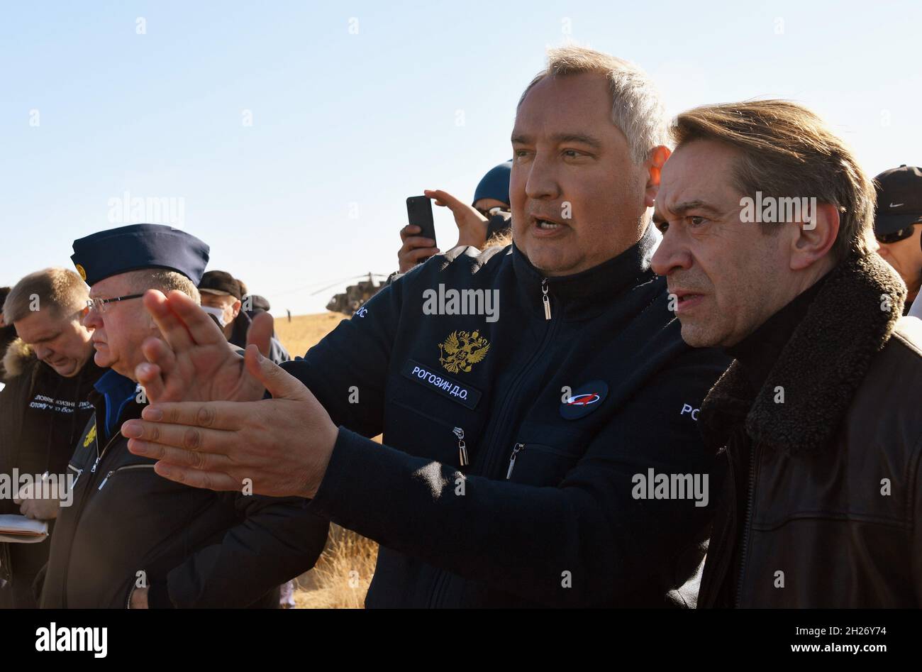 Meeting of Roscosmos cosmonaut Oleg Novitsky and members of the film ...