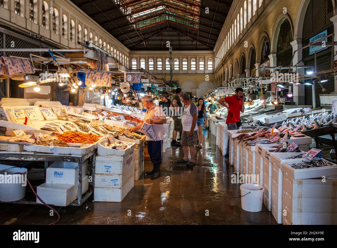 Dimotiki Agora public fish market in Athens, Greece Stock Photo - Alamy