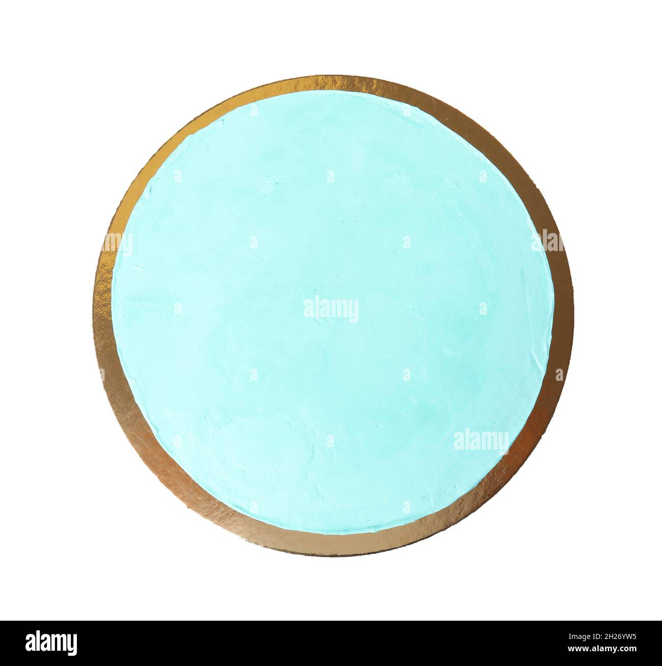 Fresh delicious birthday cake on white background, top view Stock Photo ...