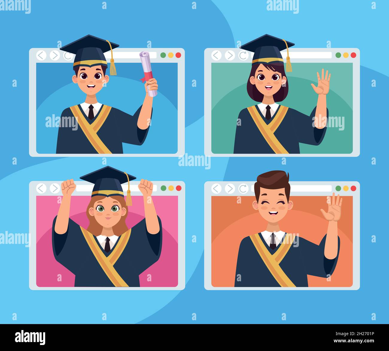 Group of college graduates Stock Vector Images - Alamy