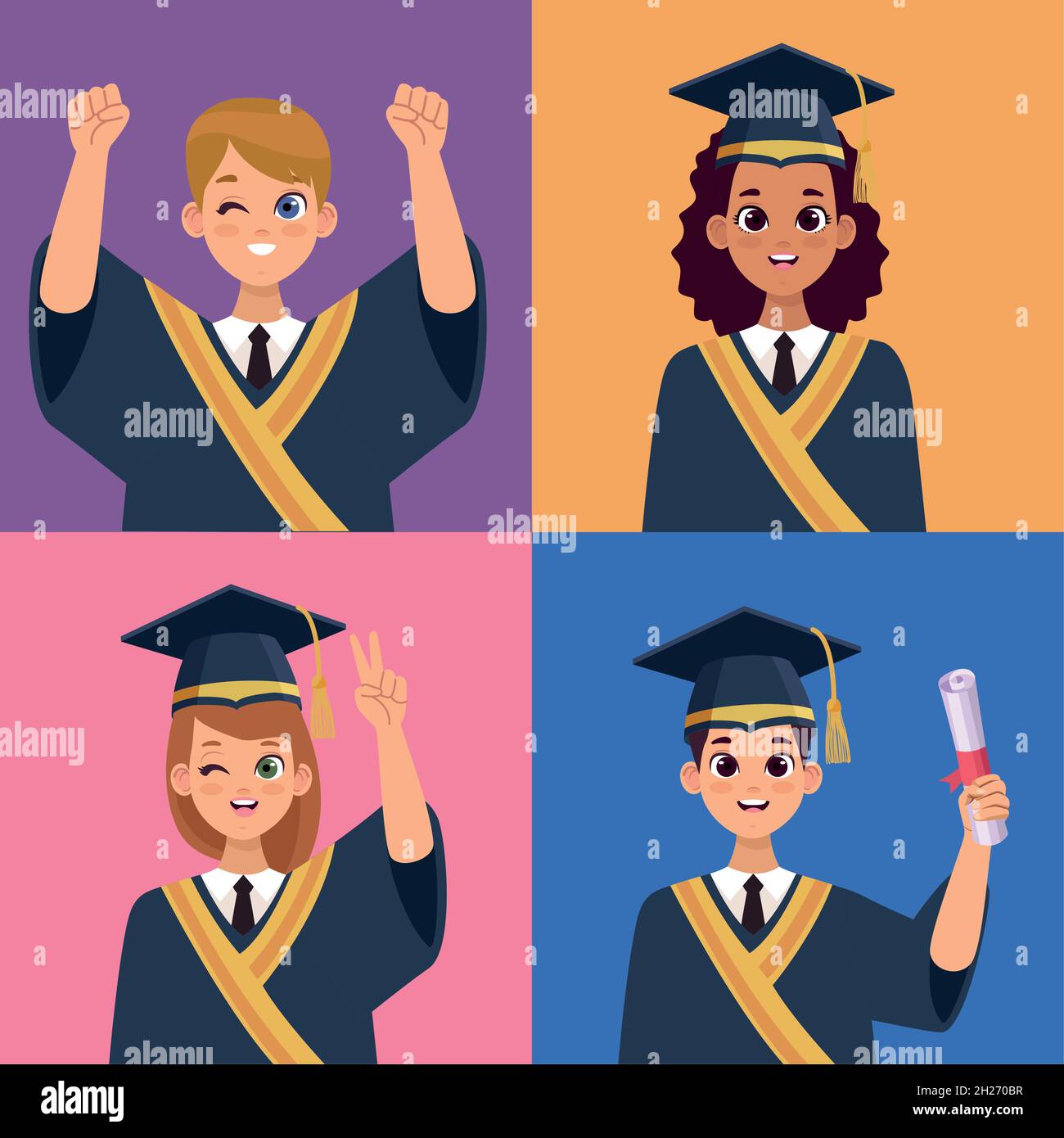 Vector Illustration Male Female Graduates High Resolution Stock ...