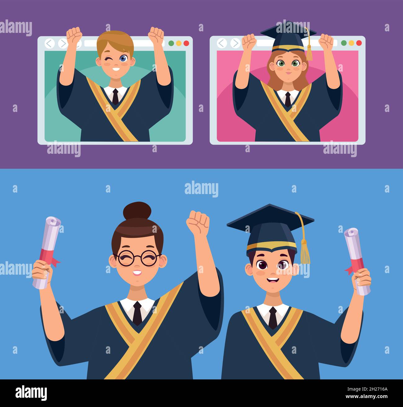 Students graduating caps Stock Vector Images - Alamy