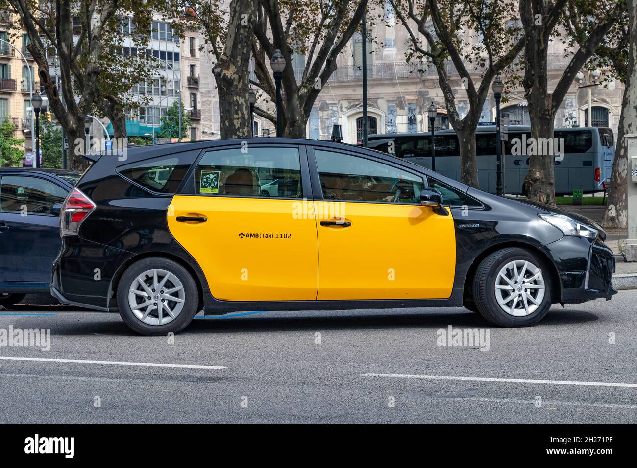Barcelona, Spain - September 24, 2021: A taxi of Barcelona, brand ...