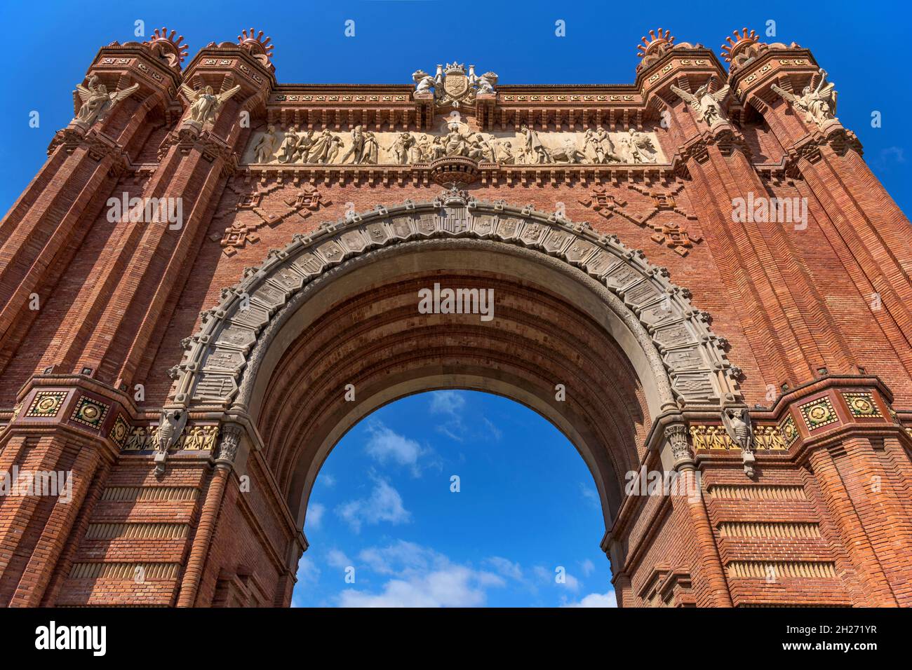 Arc de Triomf - Low-angle close-up view of Arc de Triomf, a triumphal ...