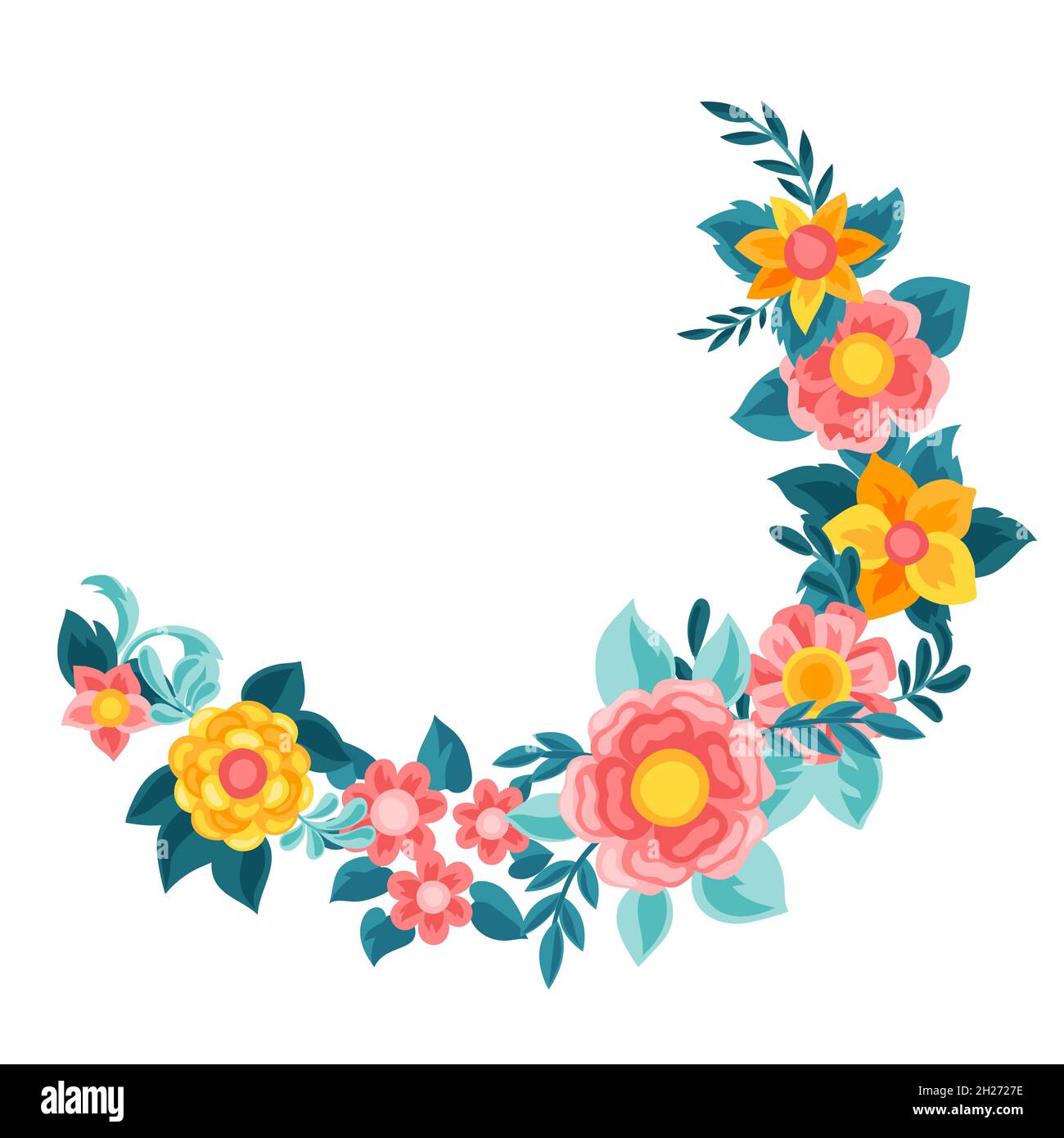 Frame with pretty flowers. Beautiful decorative natural buds and leaves ...