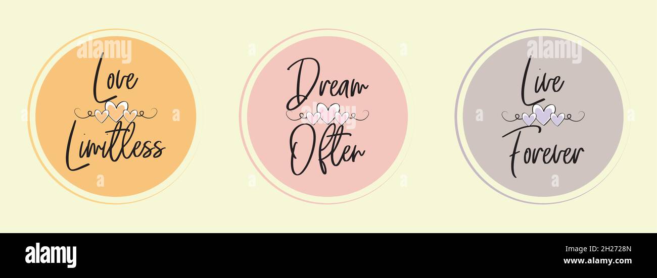 Love limitless, dream often, love forever, vector. Cute fun colorful ...