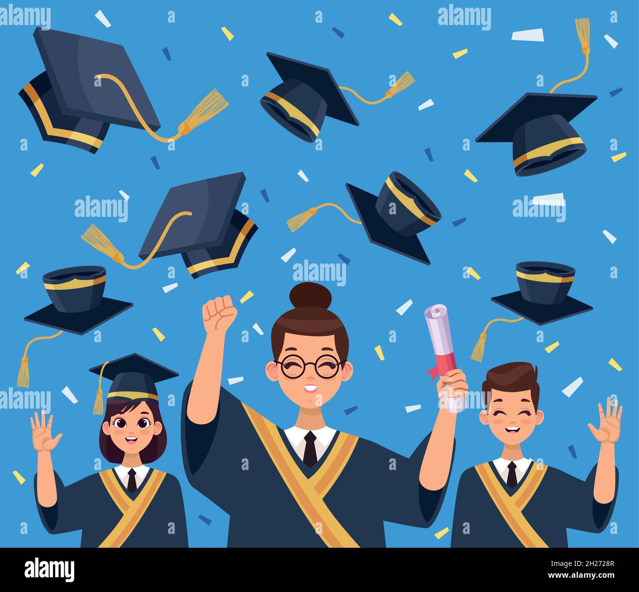 Three graduates celebrating Stock Vector Images - Alamy