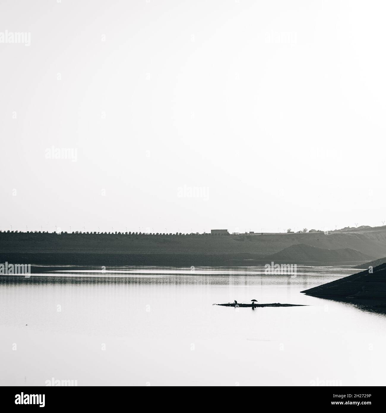 Landscape of the Azat Reservoir surrounded by hills in daylight in ...