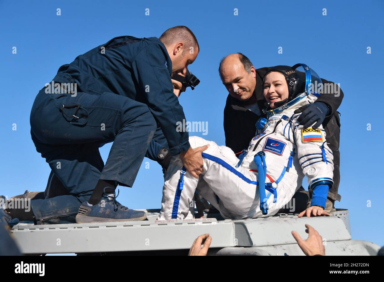 Meeting of Roscosmos cosmonaut Oleg Novitsky and members of the film ...