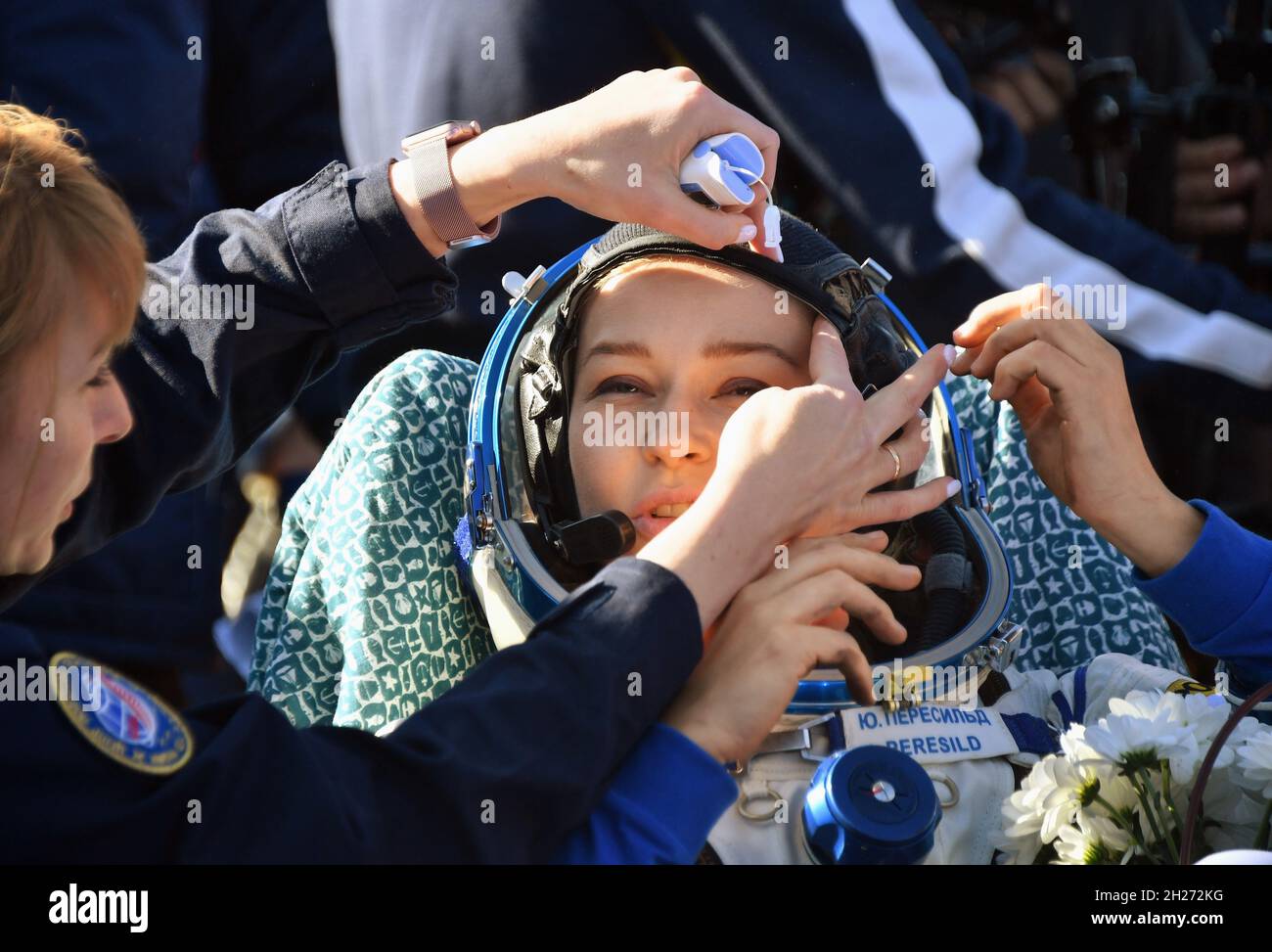 Meeting of Roscosmos cosmonaut Oleg Novitsky and members of the film ...