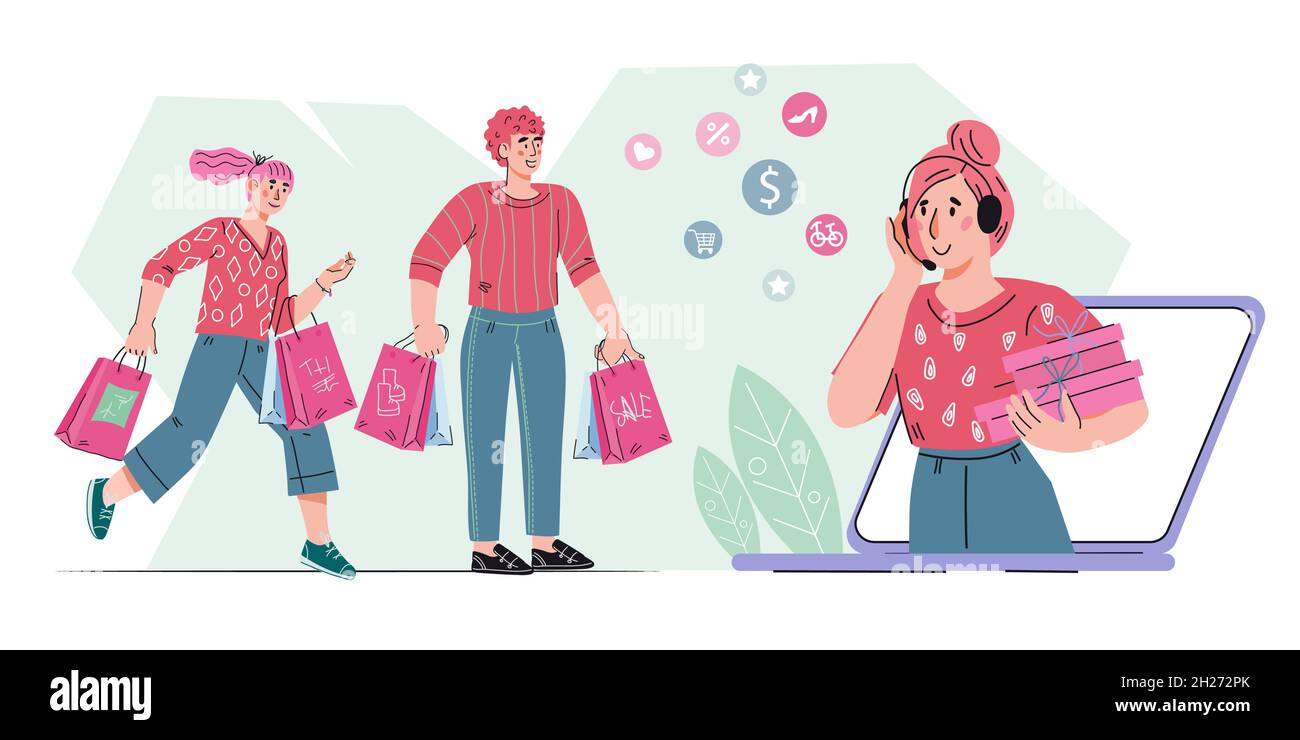 Online shopping and ordering goods in internet business concept with ...