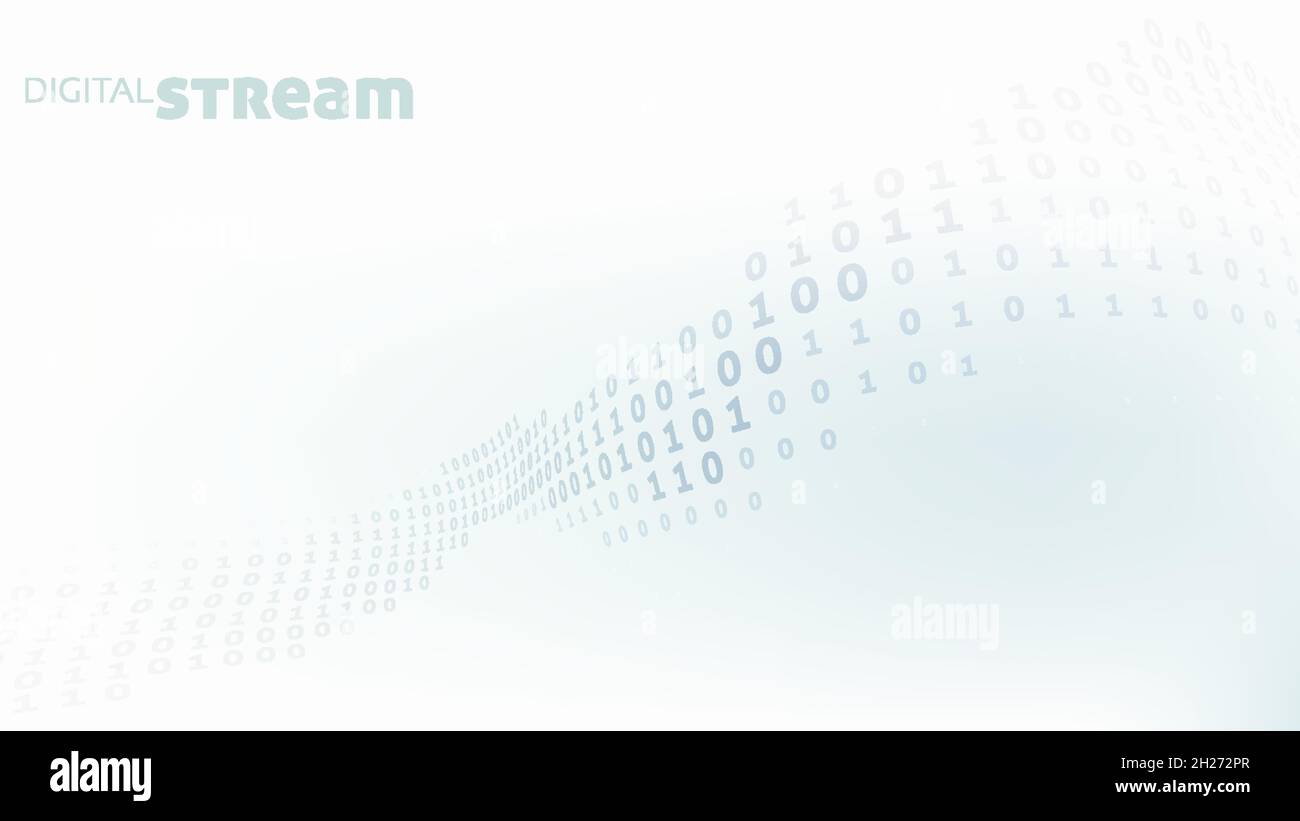 Digital stream. Minimal design with binary code wavy connection. Futuristic vector graphics ...
