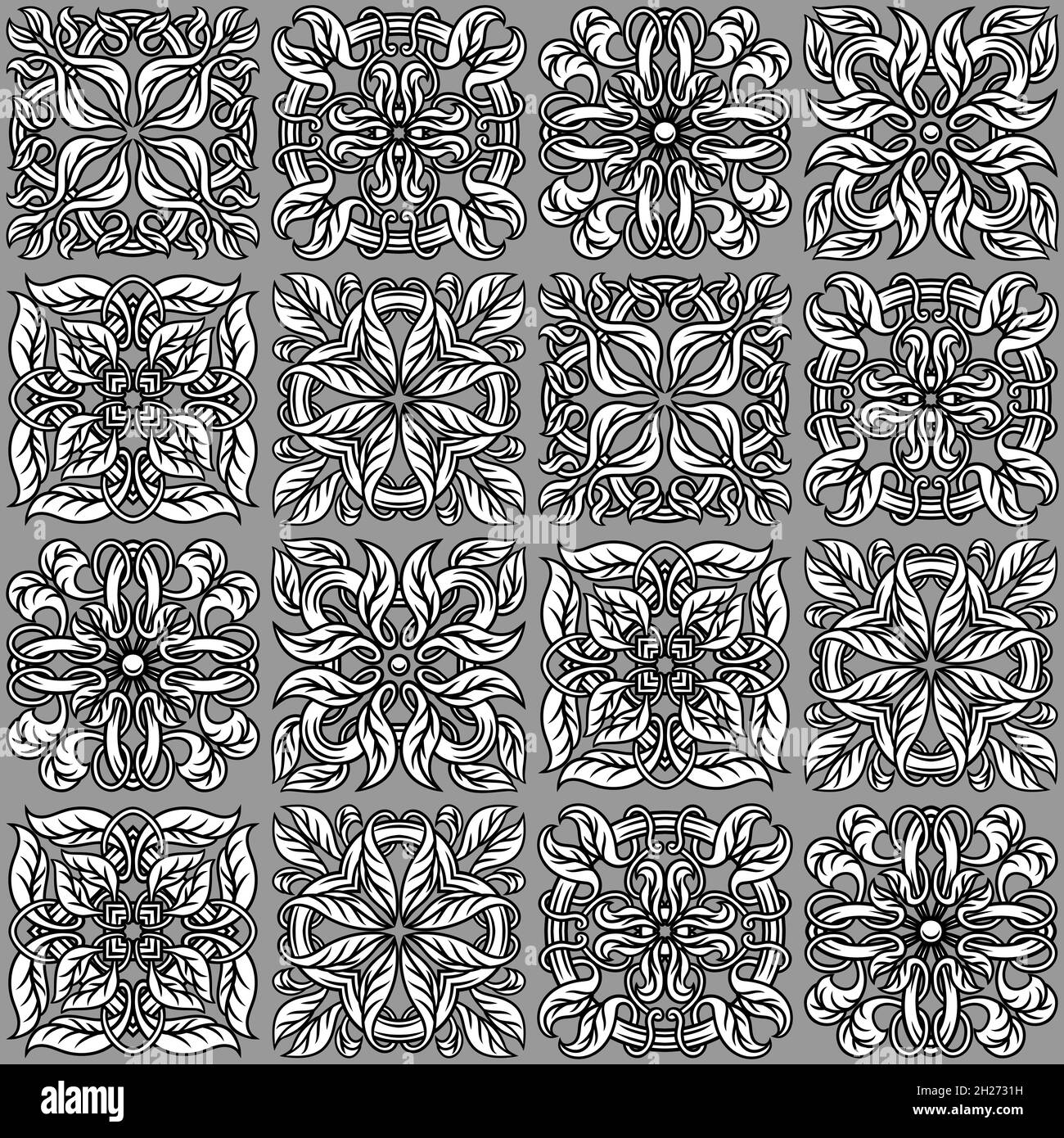 Portuguese azulejo ceramic tile seamless pattern. Mediterranean ...