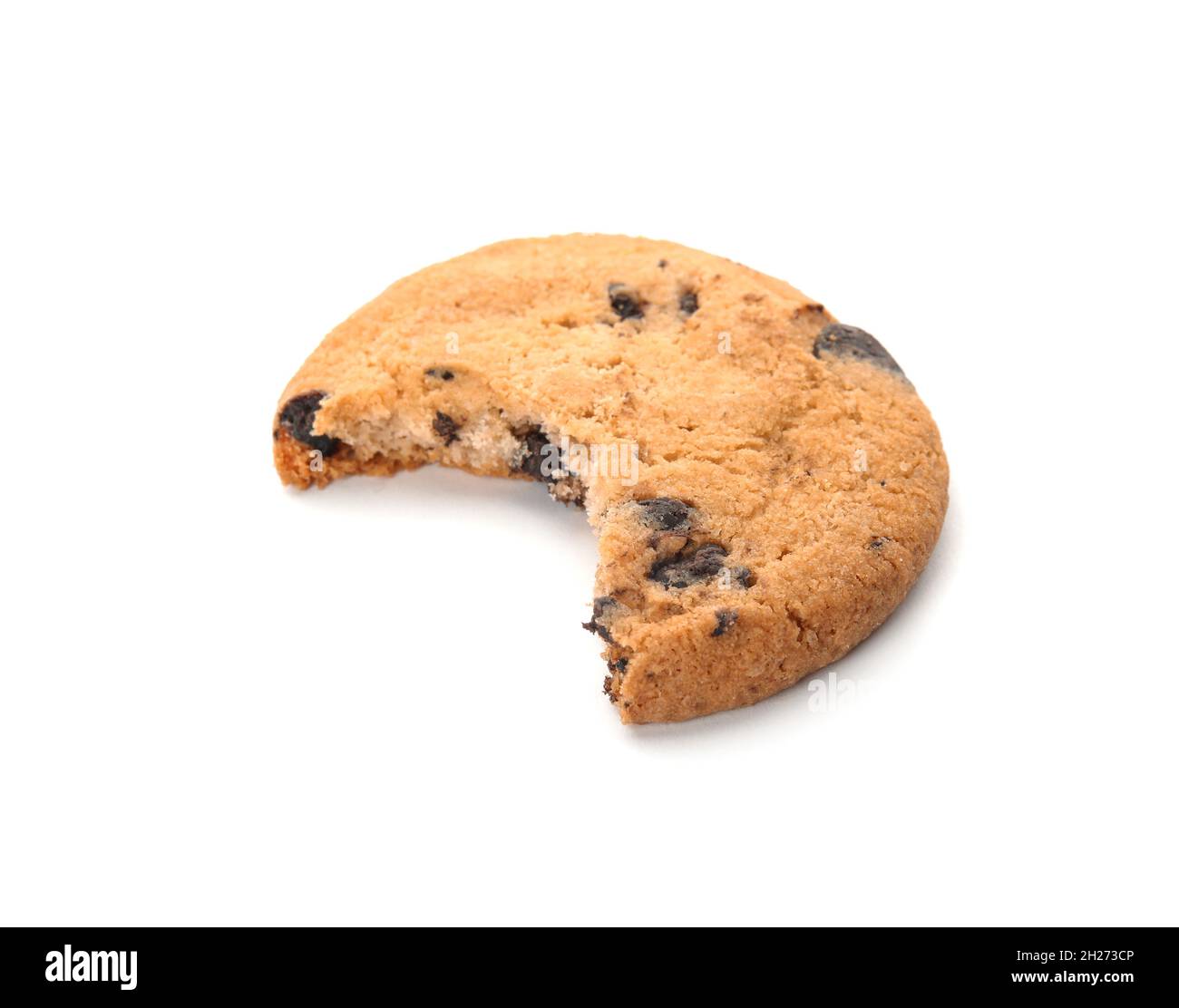 Bitten chocolate chip cookie on white background Stock Photo - Alamy