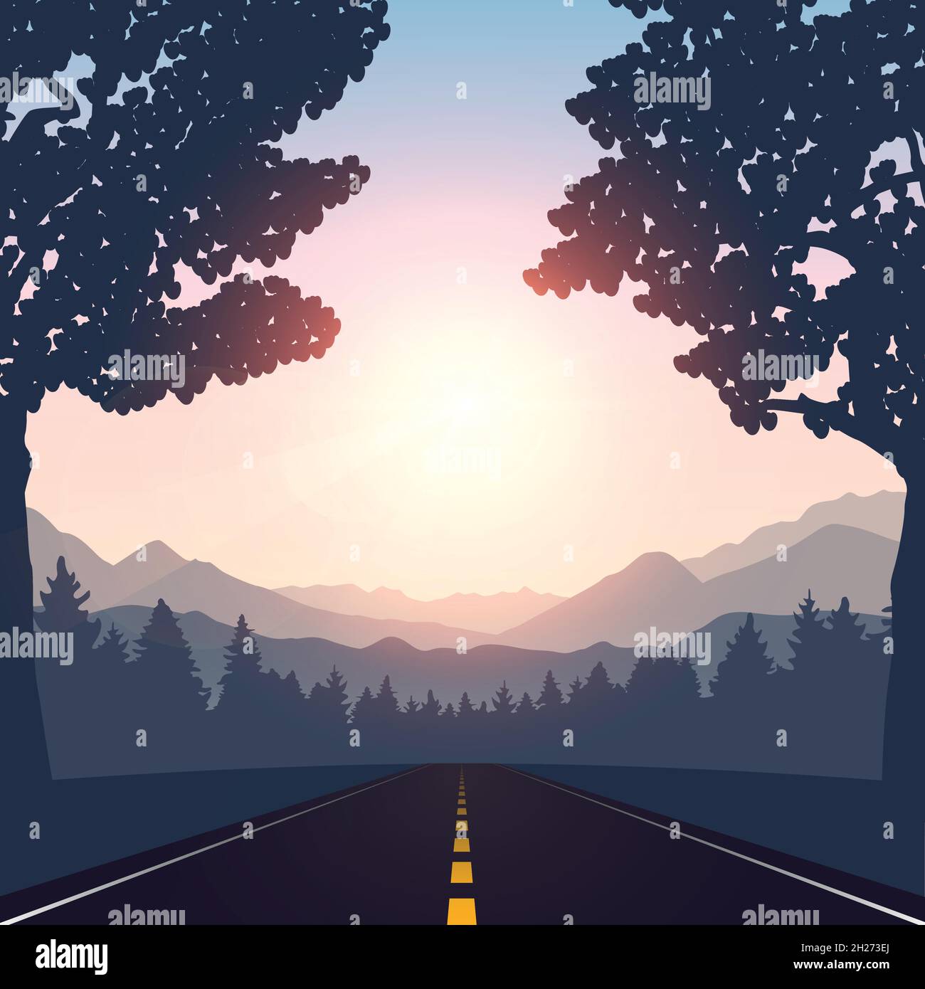 Mountain road sunny day Stock Vector Images - Alamy