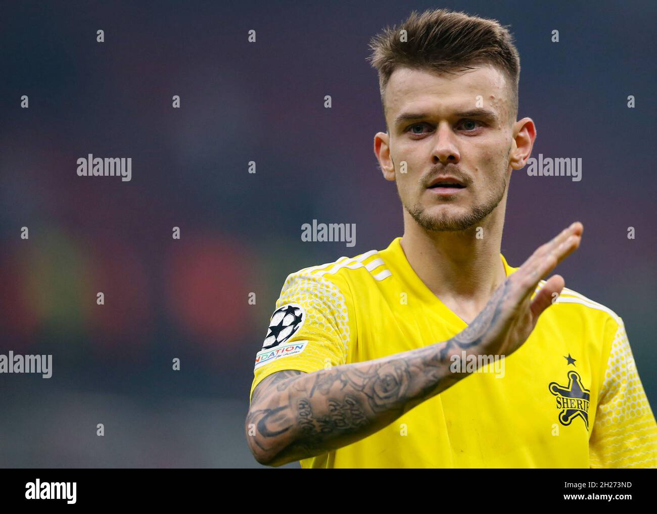 Milan, Italy, 19th October 2021. Sebastien Thill of Sheriff Tiraspol ...