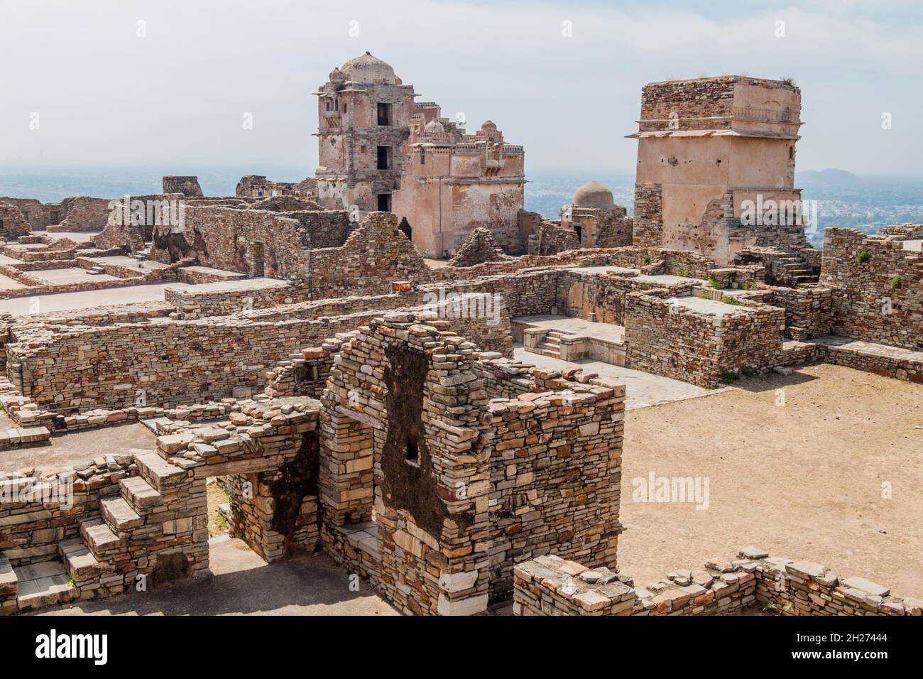 Ruins of Kumbha Palace at Chittor Fort in Chittorgarh, Rajasthan state ...