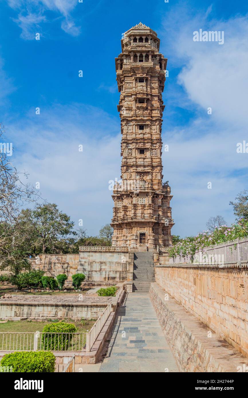 Vijaya Stambha (Tower of Victory) at Chittor Fort in Chittorgarh ...