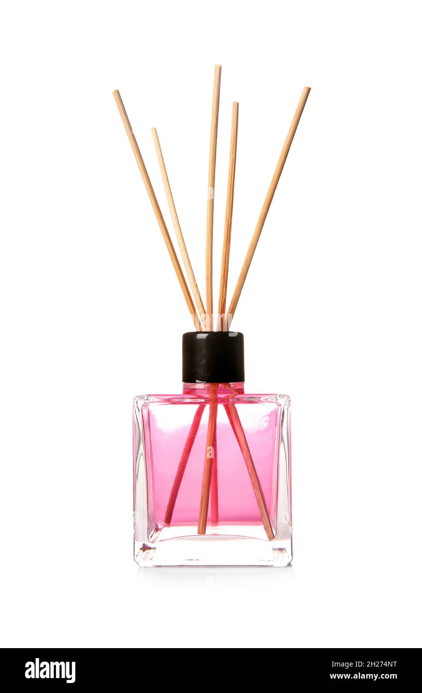 Aromatic reed air freshener on white background Stock Photo - Alamy