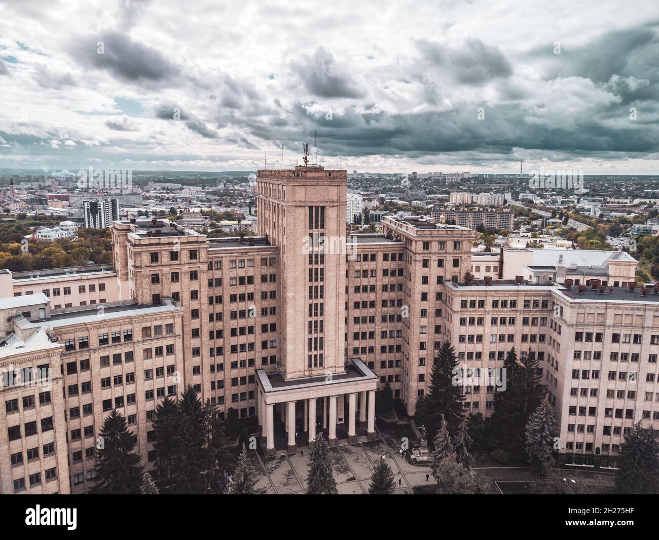 Autumn city aerial, dramatic view on V.N. Karazin Kharkiv National ...