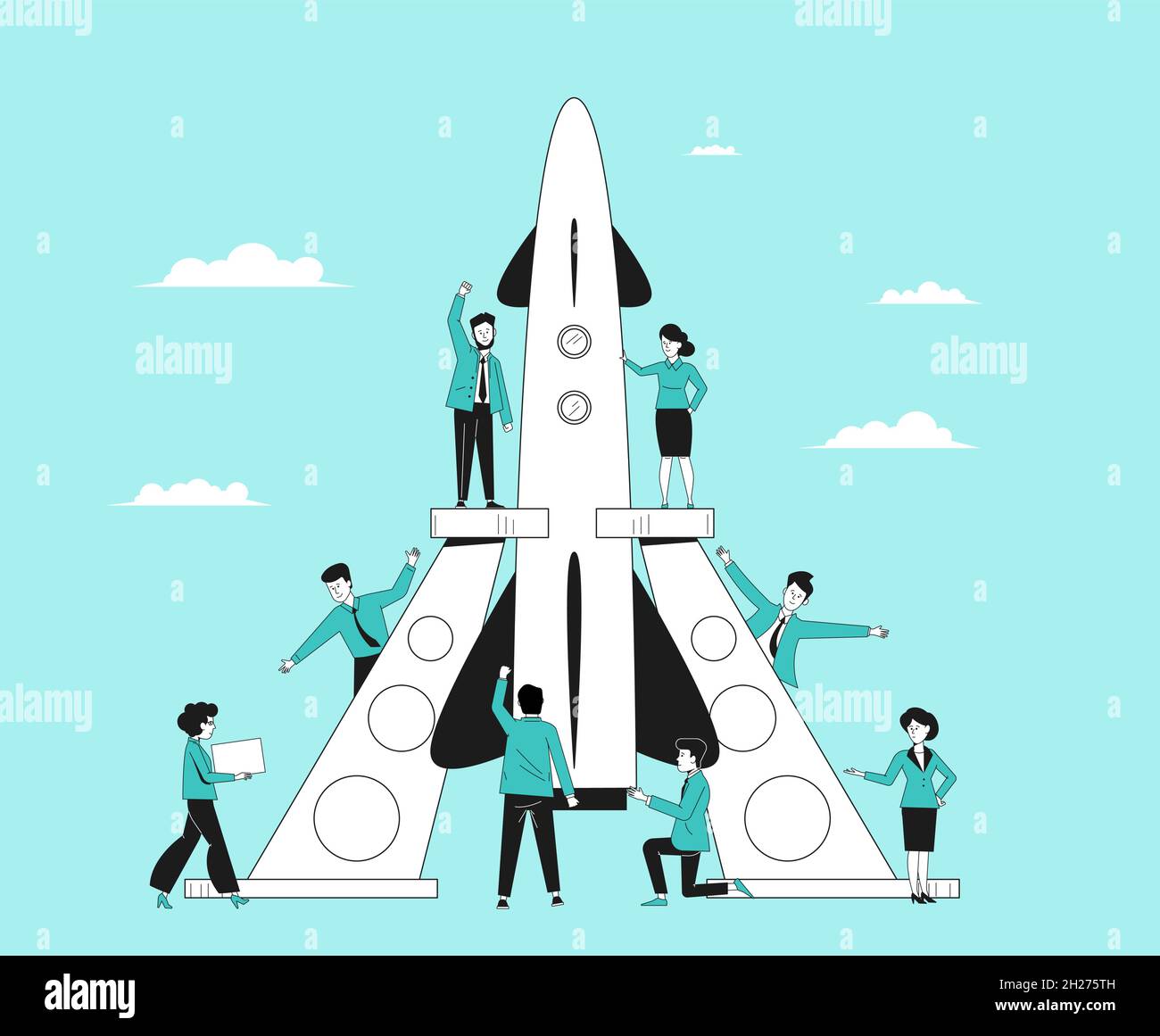 Innovation teamwork startup. Company ideas, corporate project starting ...