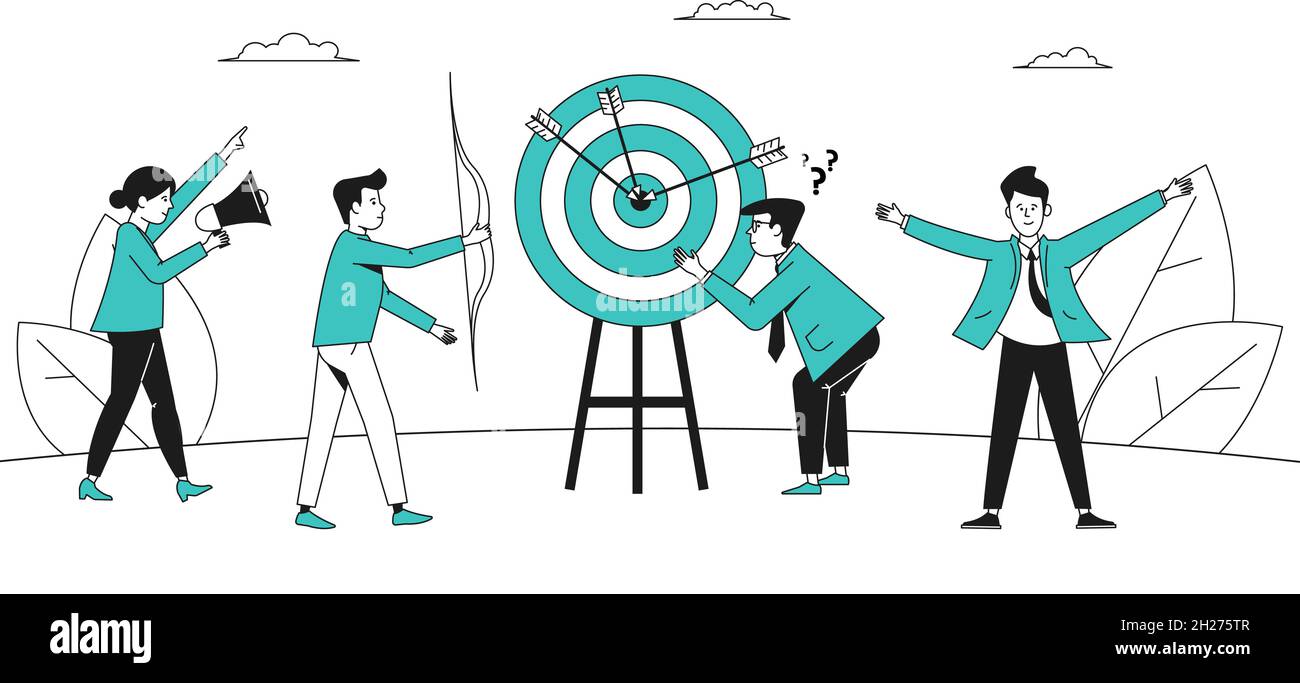 Target goal. Business team win, corporate success. Progress in work and ...