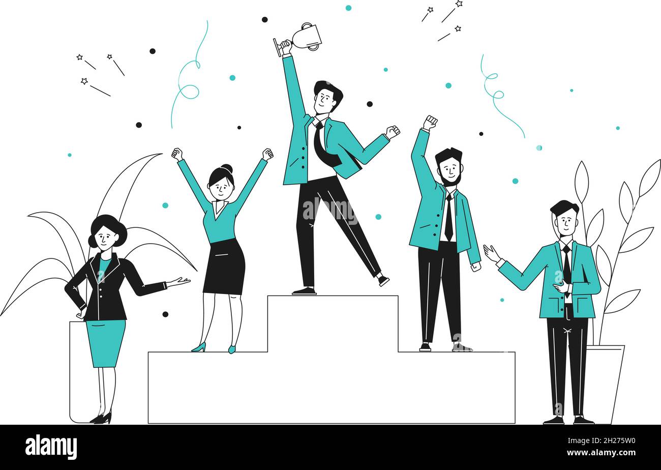 Winner ranking concept. Corporate business awards, company get prize ...