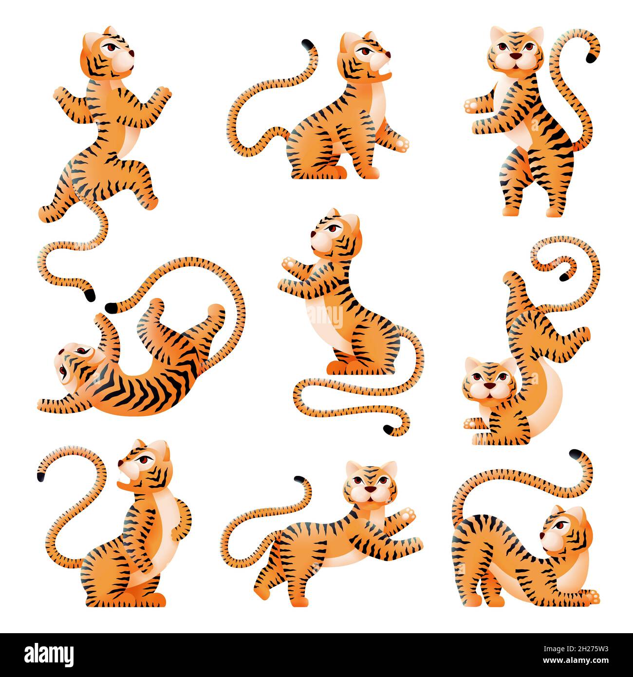 Chinese new year tiger. Cartoon tigers, asian festival symbols ...