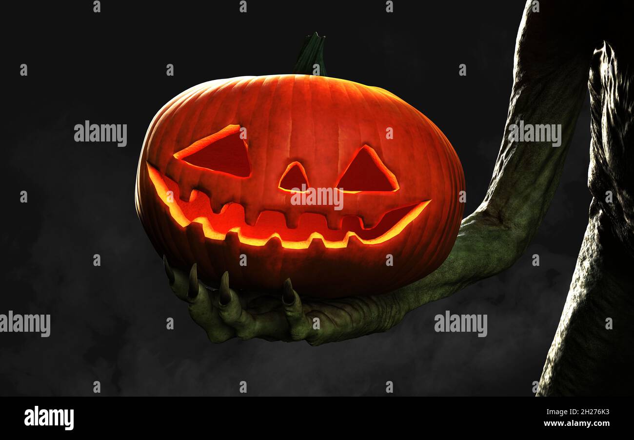 3d Illustration of black Zombie in a black grey graveyard with ...