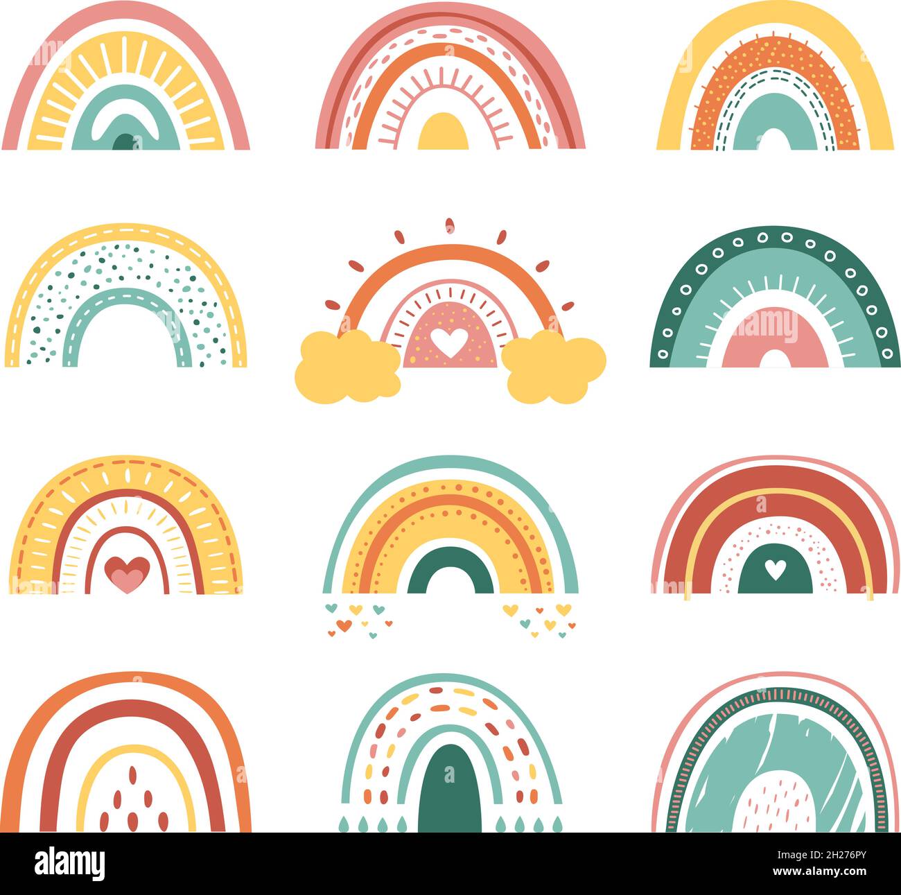 Scandinavian rainbows. Color rainbow stripes, different abstract kids ...