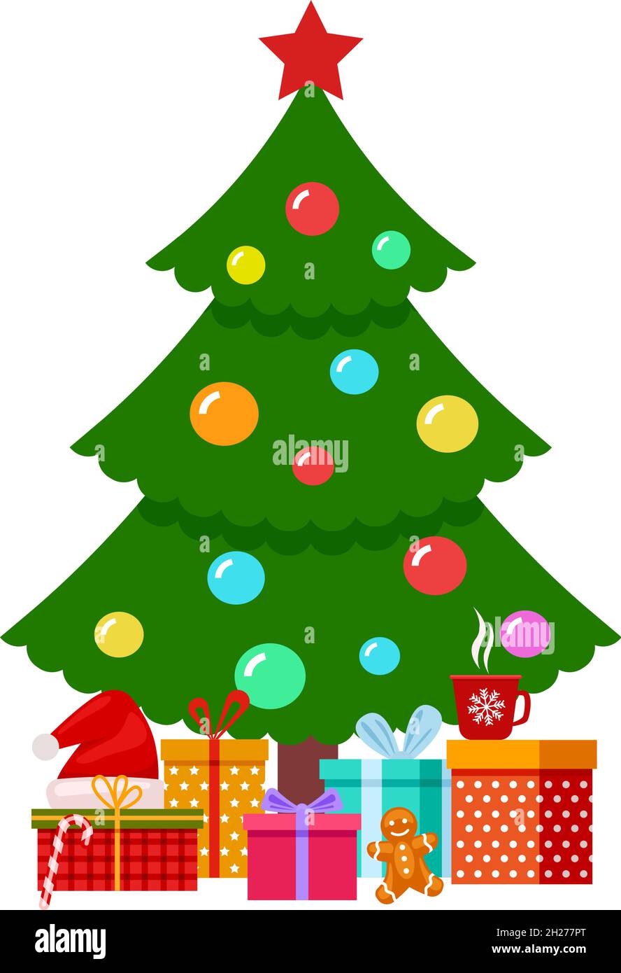 Christmas Tree Cartoon With Presents