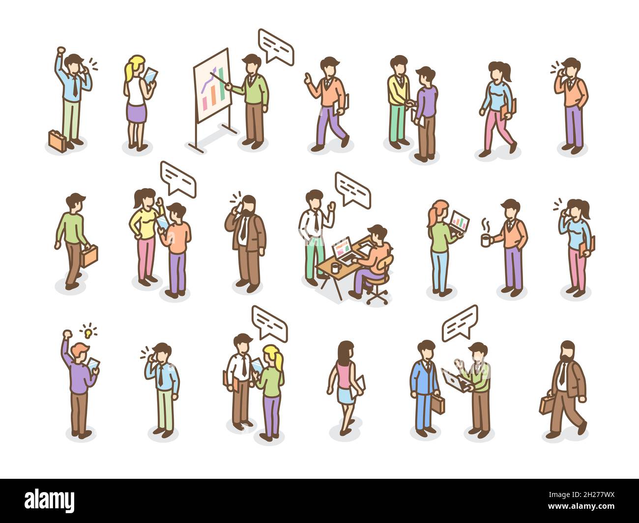 Isometric business people. Project management, company employees team ...