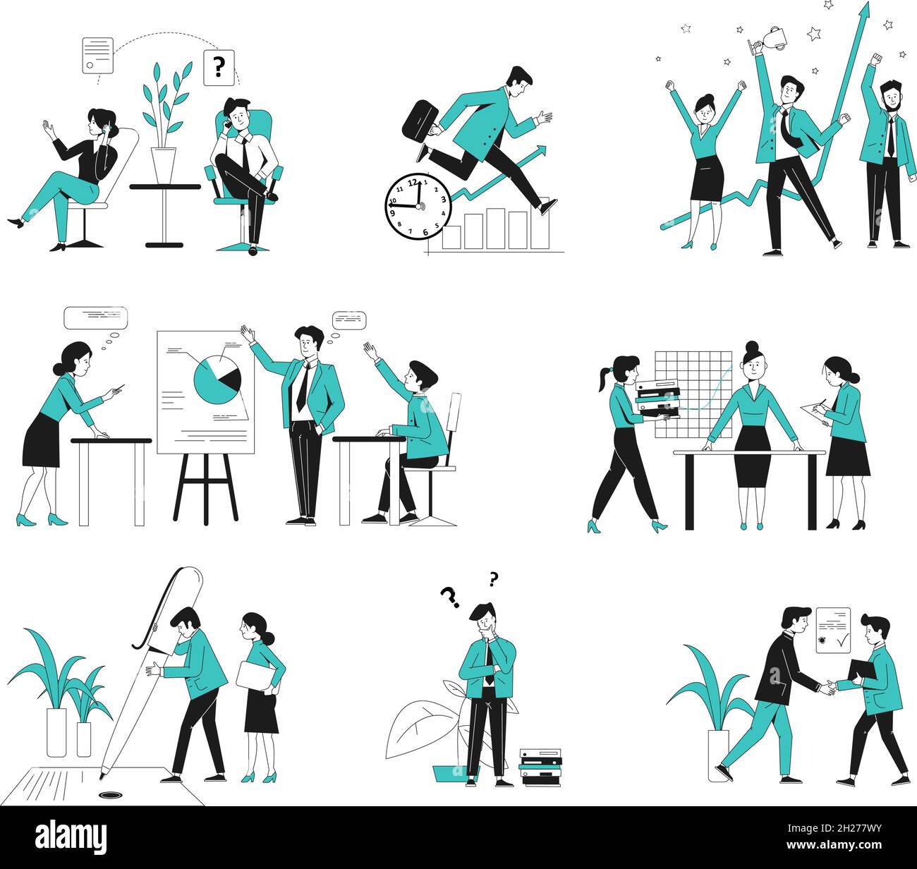 Office scenes. Business management, guy at work. Planner working ...