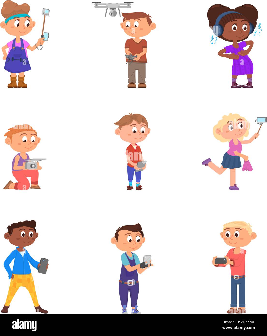 Kid playing computer. Young guy play video games, child doing mobile ...