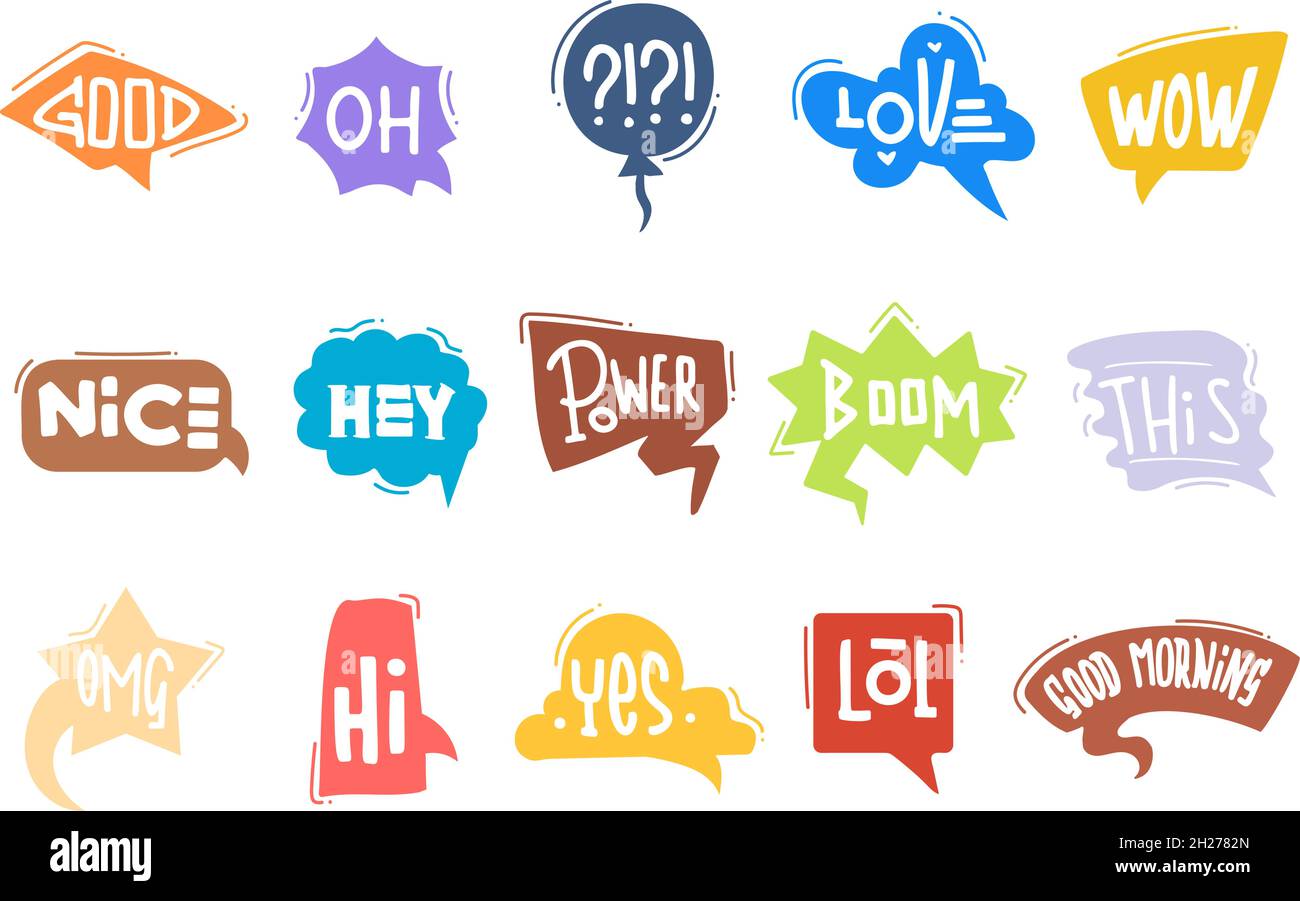 Doodle speech bubbles. Hand drawn bubble, cartoon discussion elements ...