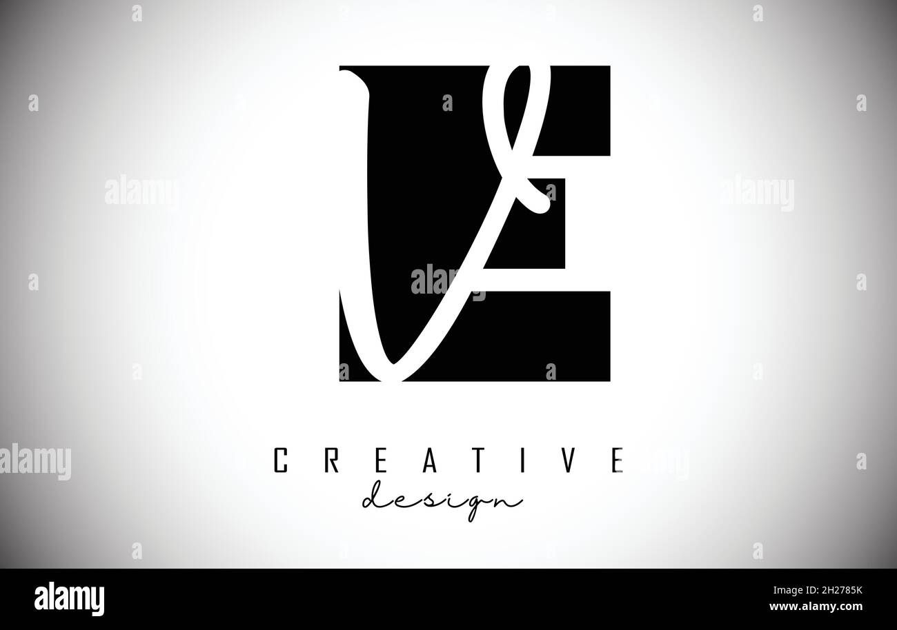 Letters EV Logo with a minimalist design. Letters E and V with ...