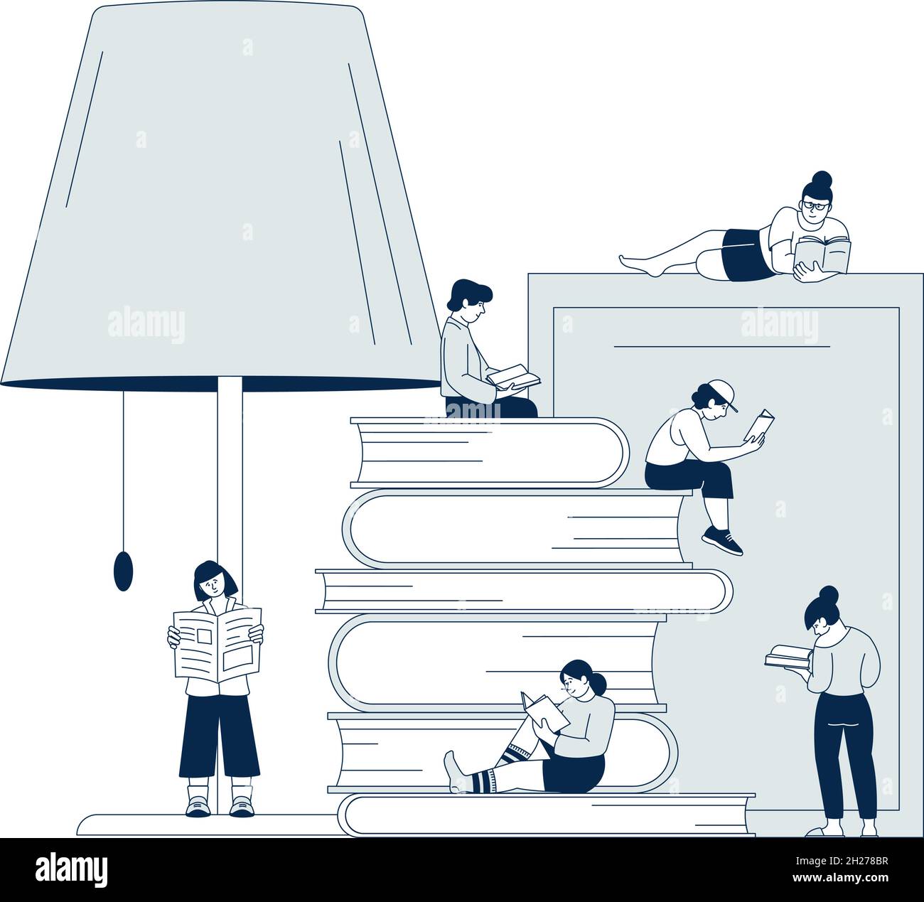 People studying with books. Student study, teens reading book. Learning ...