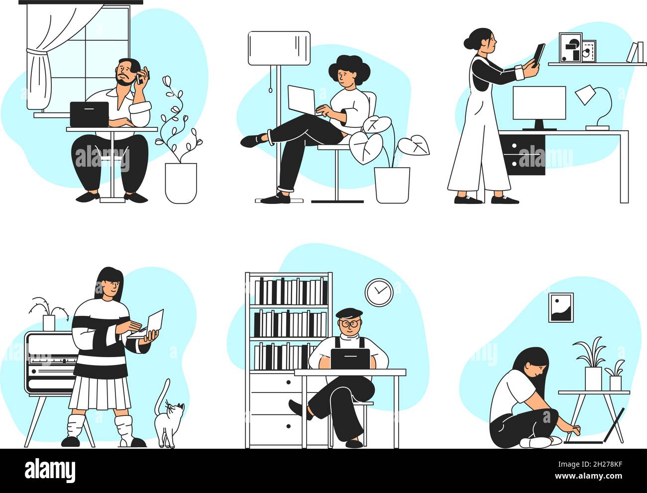 Work from home. Business professional, woman working laptop. Office ...
