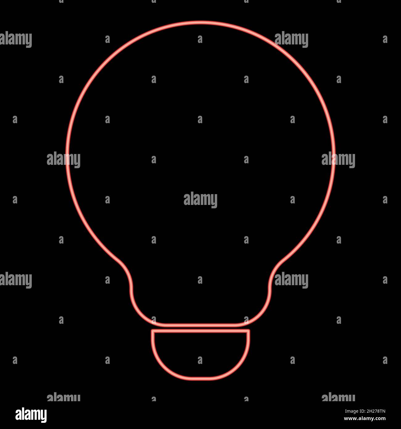 Neon bulb icon black color in circle outline vector illustration red ...