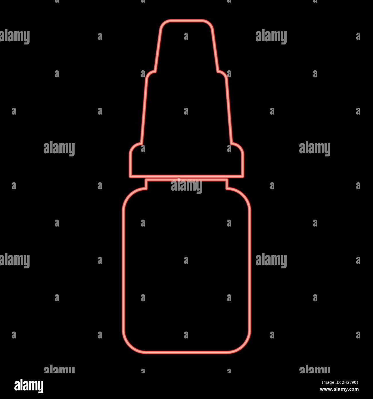 Neon eye drops icon black color in circle outline vector illustration ...