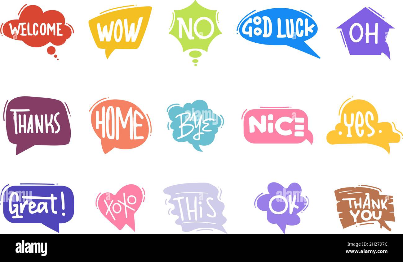 Hand drawn speech bubbles. Bubble shape elements, positive comic ...