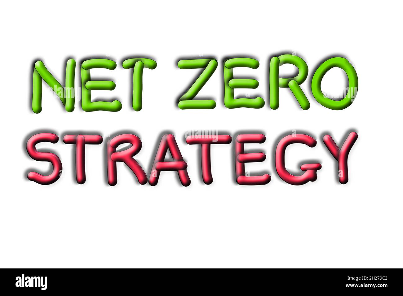 Net, Zero, Strategy, words in green and red handwritten letters, 3D ...