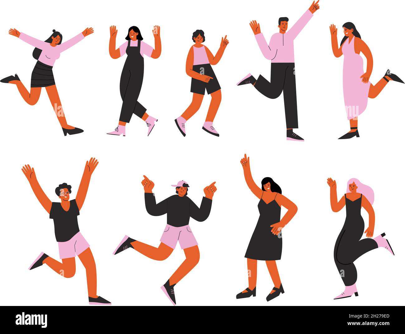 Happy dancing characters. Happiness celebrating, cheerful free young ...