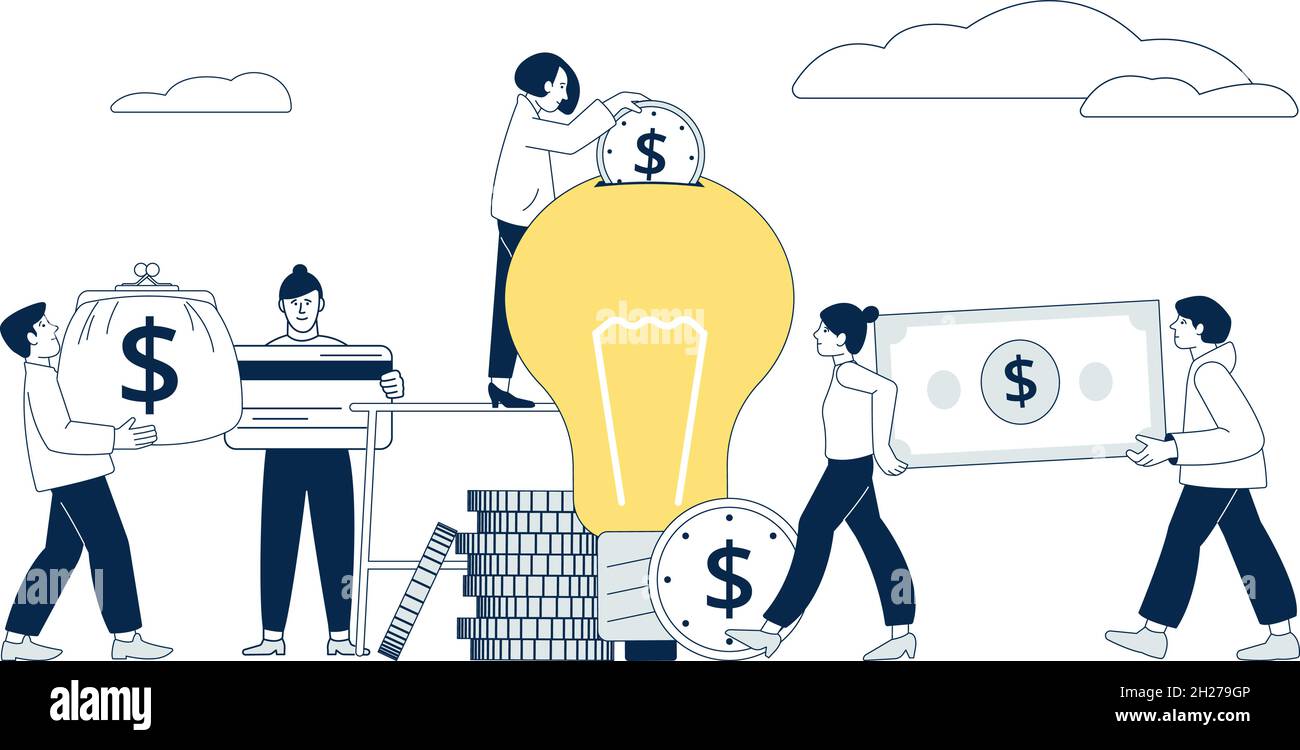 Crowdfunding concept. Investment idea, fund ideas for invest. Creative ...