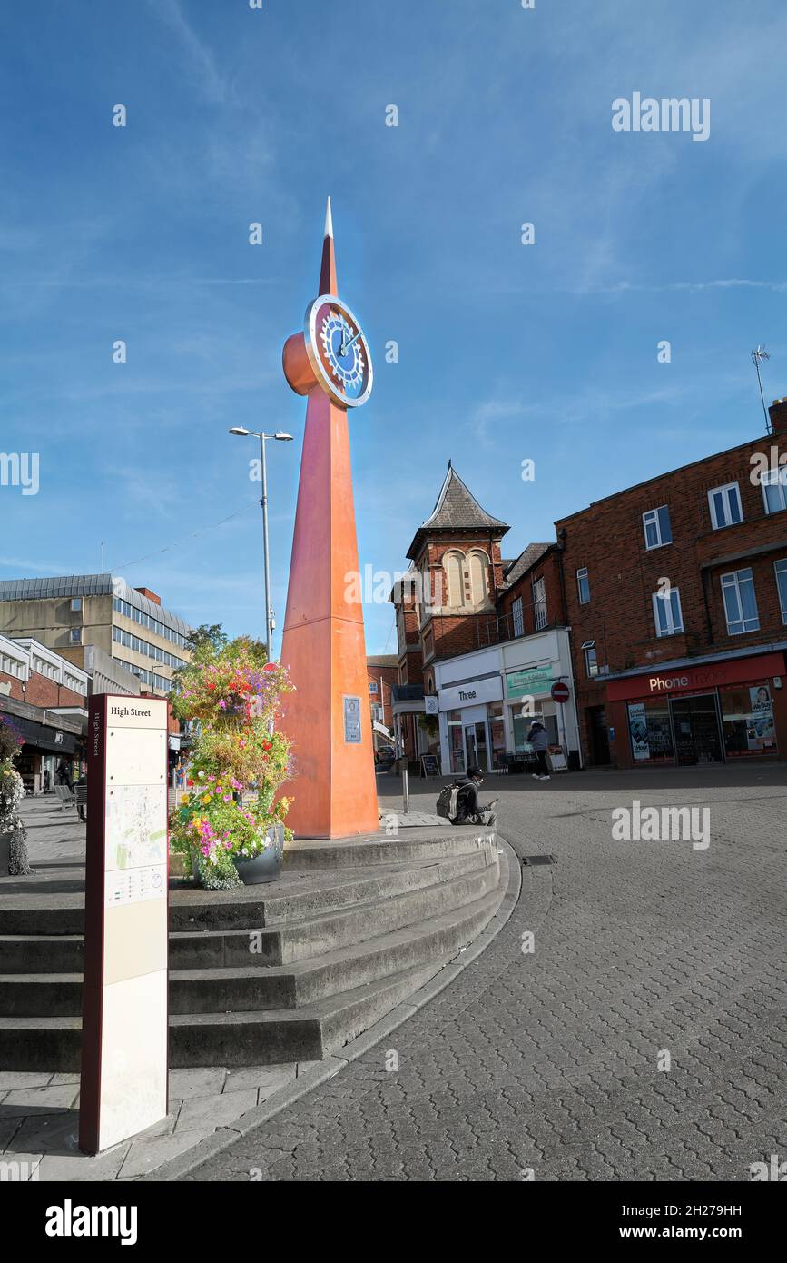 Pedestrianised shopping centre on the High Street at Kettering, England ...