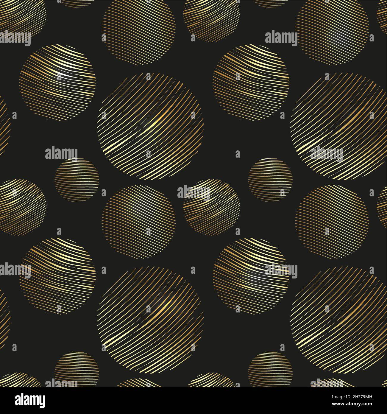 Seamless pattern gold circles doodled. Geometrical pattern with set ...